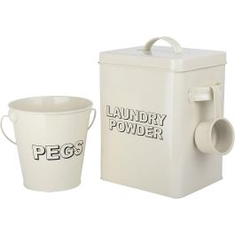 Laundry Washing Powder Metal Storage Box with Peg Bucket Set